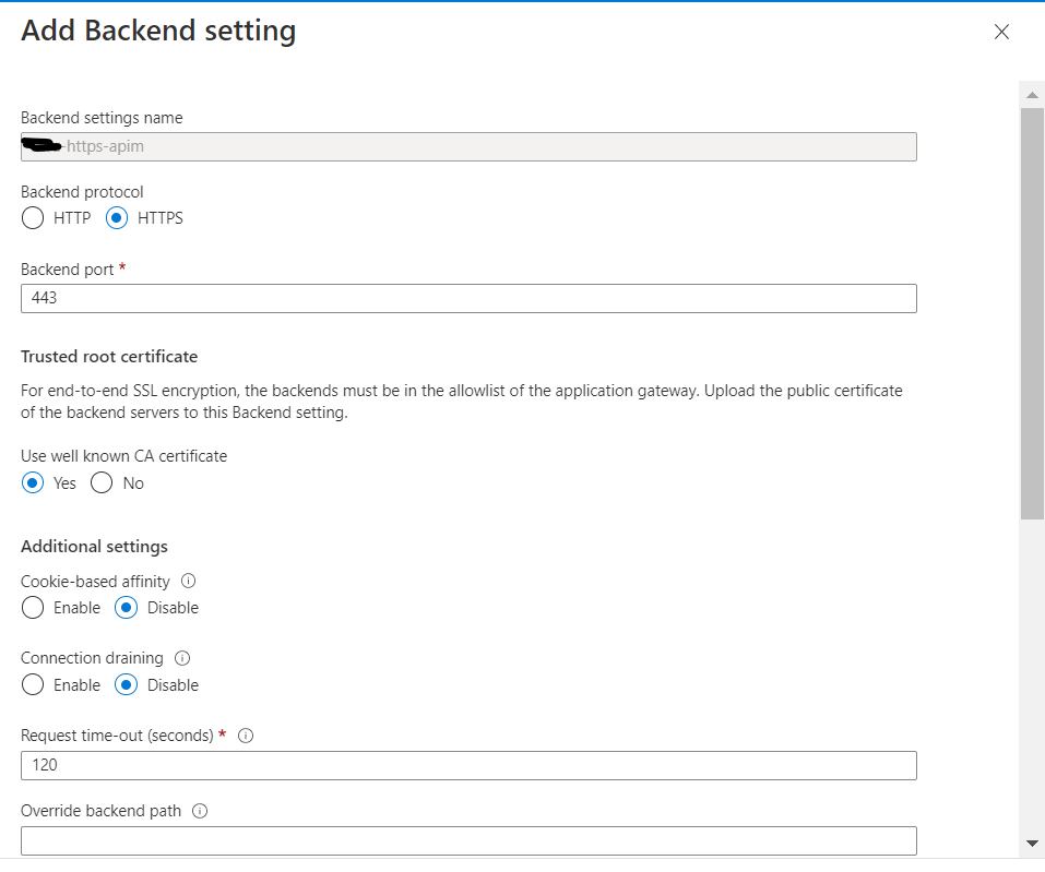 Azure Application Gateway Backend Setting Of Apim For None Vnet User Microsoft Qanda
