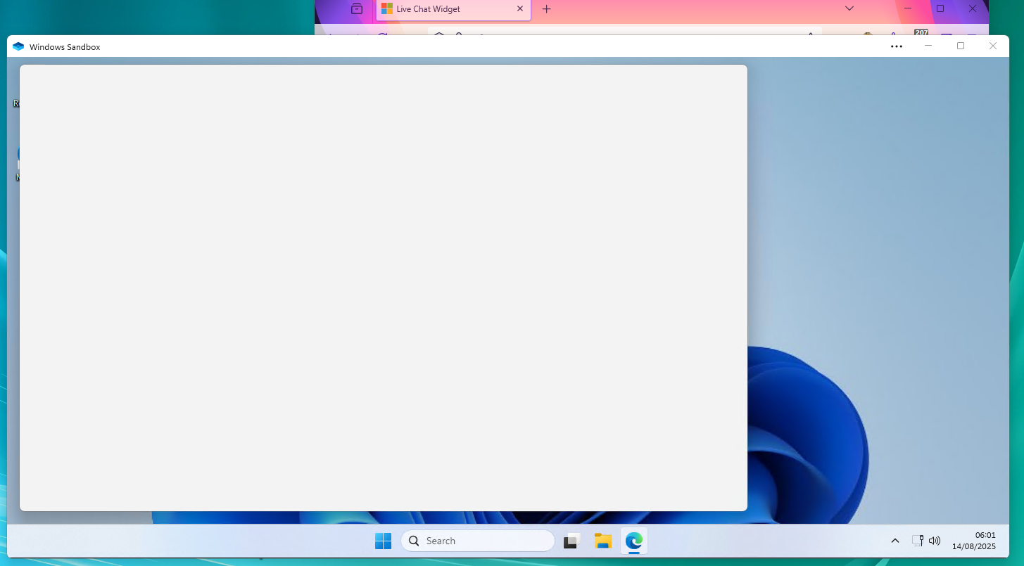 Windows sandbox edge and UI not fucntioning, just a plain white square ...