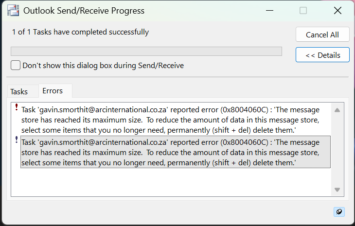 Error (0x8004060C) - Microsoft Q&A