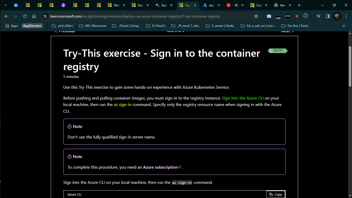 AZ AKS Training | Registry Login - Microsoft Q&A