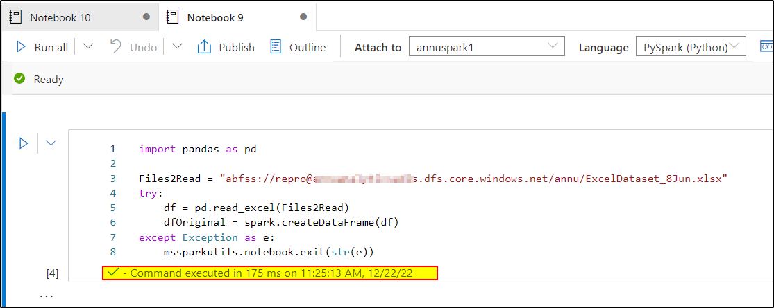 Called Synapse Notebook Cannot Execute Pandas Read Microsoft Qanda