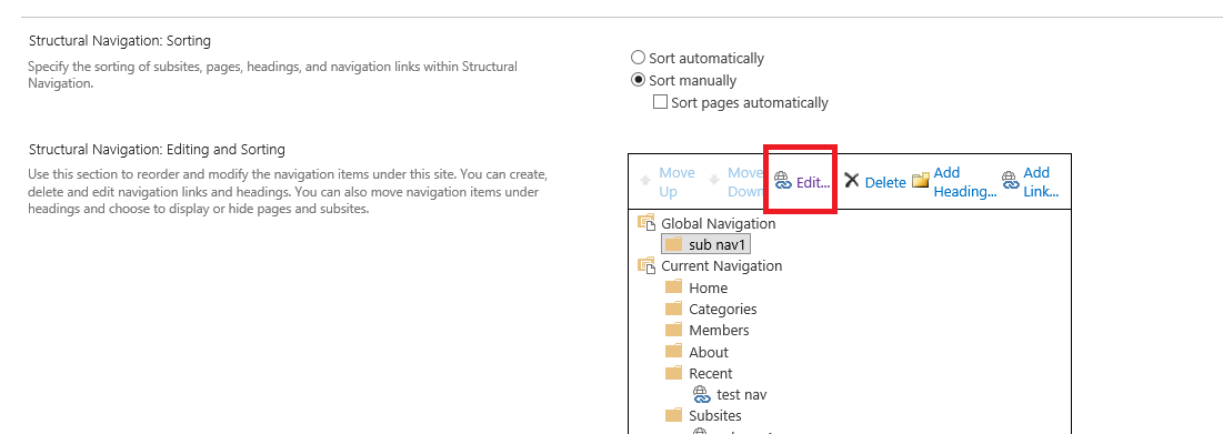 Edit links in top navigation bar keeps disappearing on communication ...
