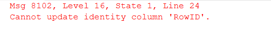 Cannot Update Identity Column Rowid In Synapse Sql Microsoft Qanda