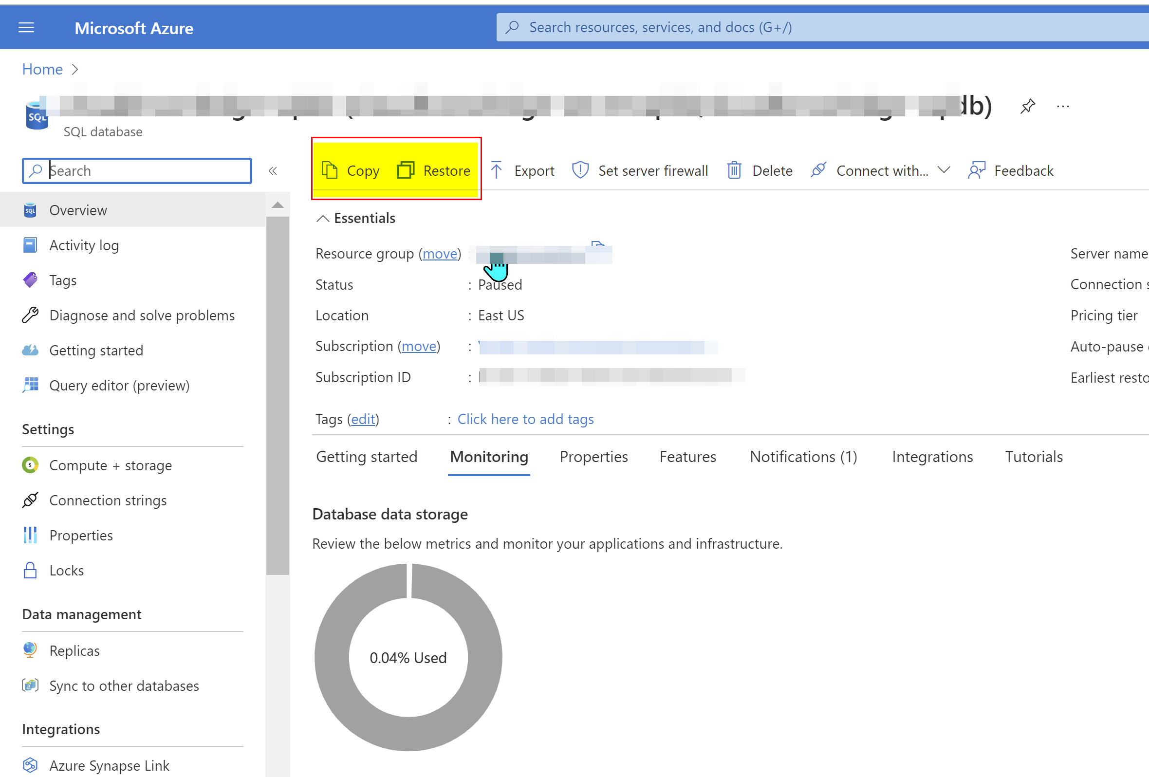 Azure Sql Db Managed Service Export Modify In Ssms Restore Microsoft Qanda
