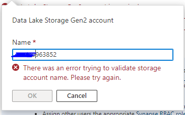 Facing validation errror while creating Synapse workspace. - Microsoft Q&A