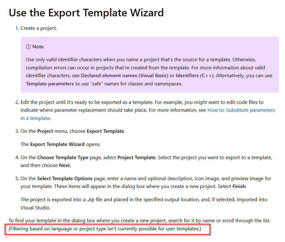 Question about Visual Studio's user templates - Microsoft Q&A