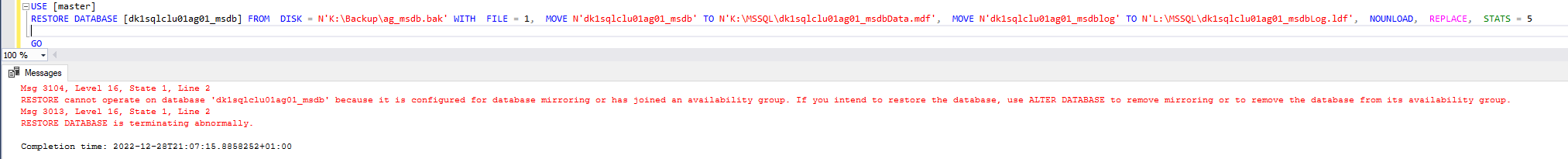 SQL 2022 - Contained AlwaysOn restore - Microsoft Q&A