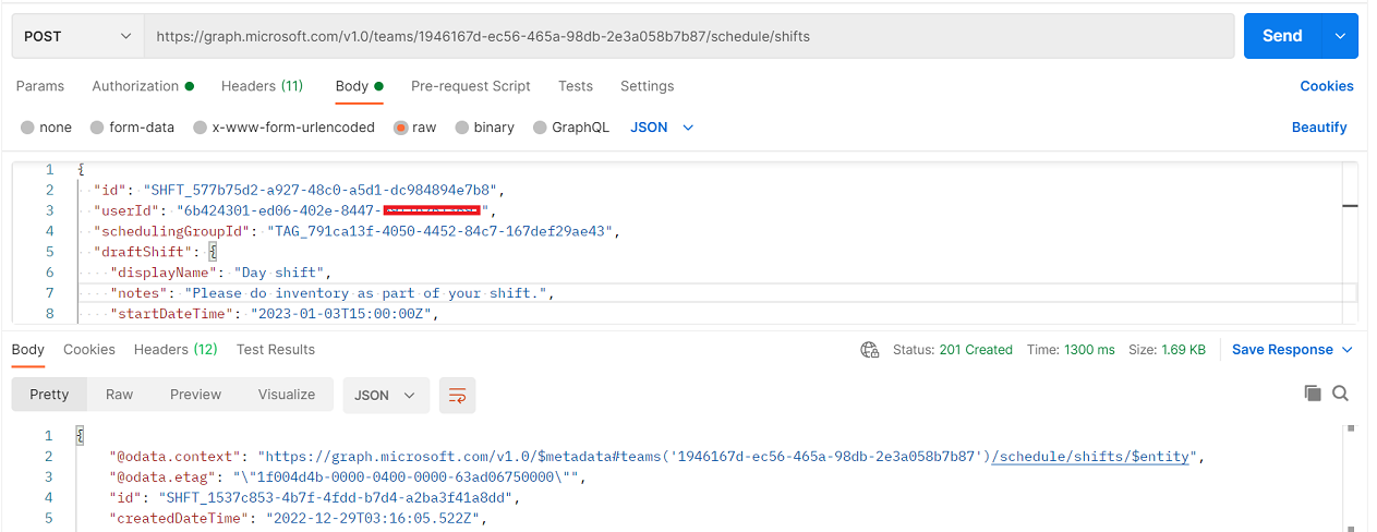 Create New Shift using HTTP Request Error - Microsoft Q&A Create New Shift using HTTP Request Error - Microsoft Q&A