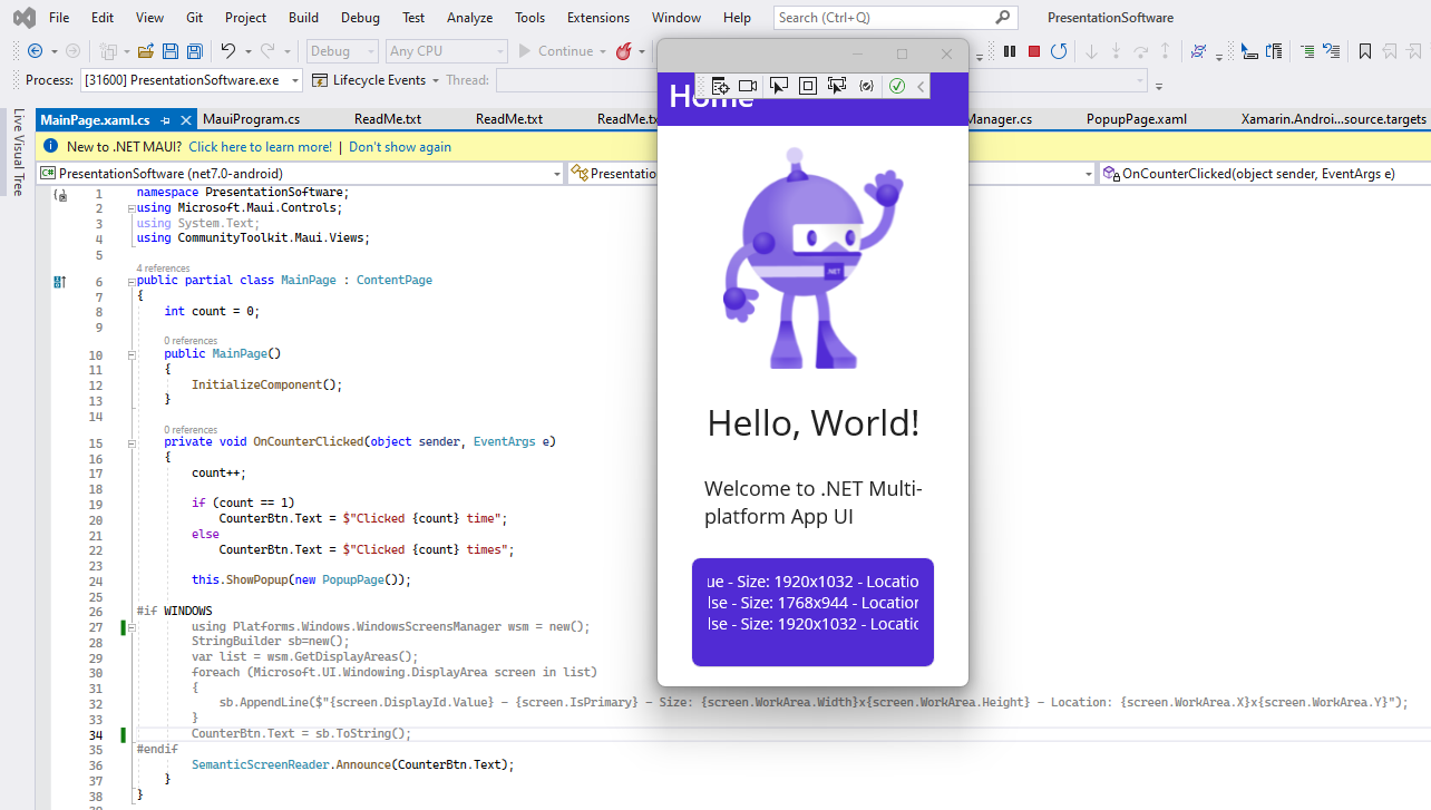 Mauidevicesdevicedisplaymaindisplayinfo Unable To Detect External Display Microsoft Qanda