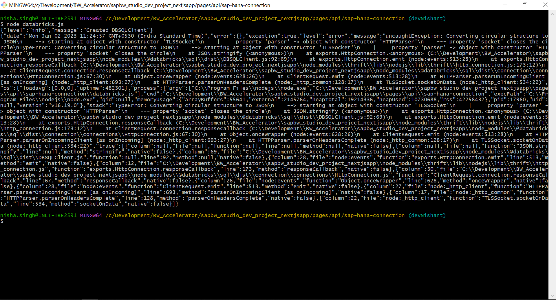 I Am Trying To Connect Using Databricks Sql But I Am Getting Error Using Node Js Microsoft Qanda 7073