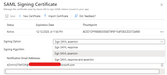 Invalid assertion X for SAML response Y: Signature of Assertion X from Issuer Y - Microsoft Q&A