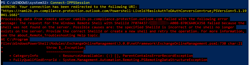 Connect-IPPSSession failed - Microsoft Q&A
