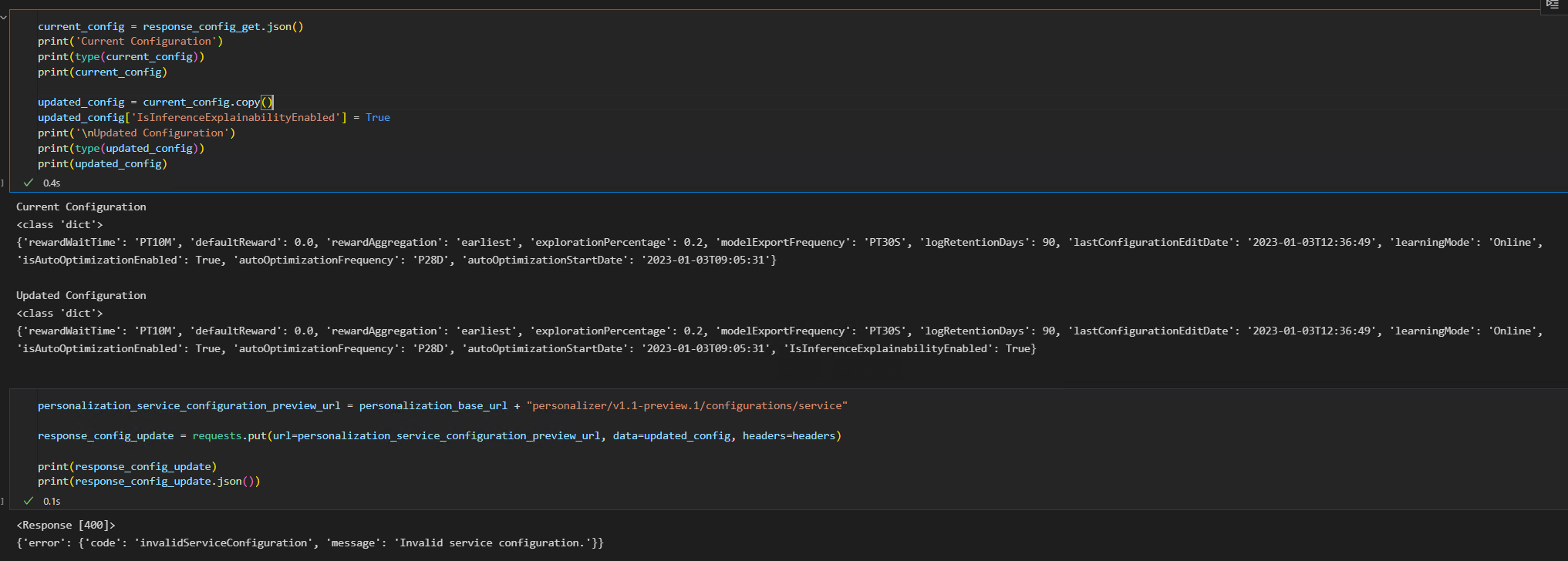 Personalizer Inference Explainability Invalid Service Error Microsoft Qanda