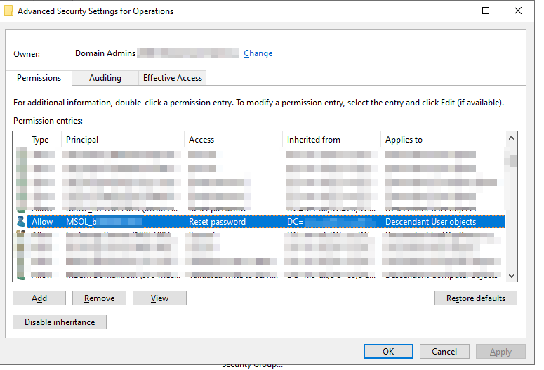 Password reset The password could not be updated because the management ...