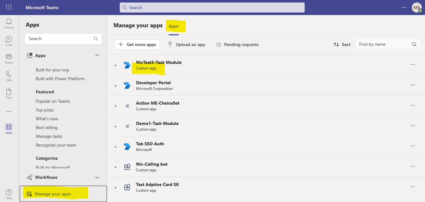 "Built for your org" apps disappeared in Team client - Microsoft Q&A