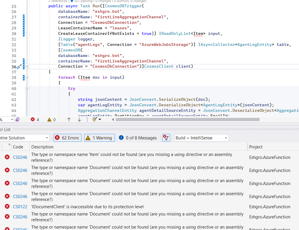 Azure Function Is Not Working After Upgrading Webjobs Extensions Cosmosdb And Webjobs Extensions