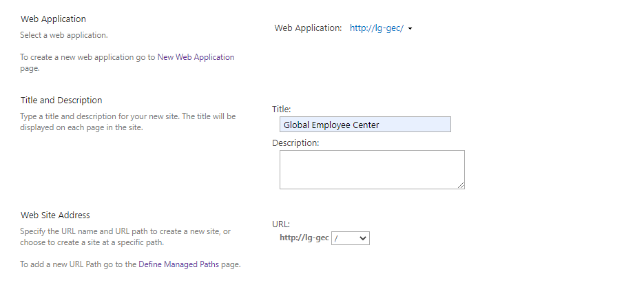 New Web Application Wont Let Me Create A Site Collection Microsoft Qanda