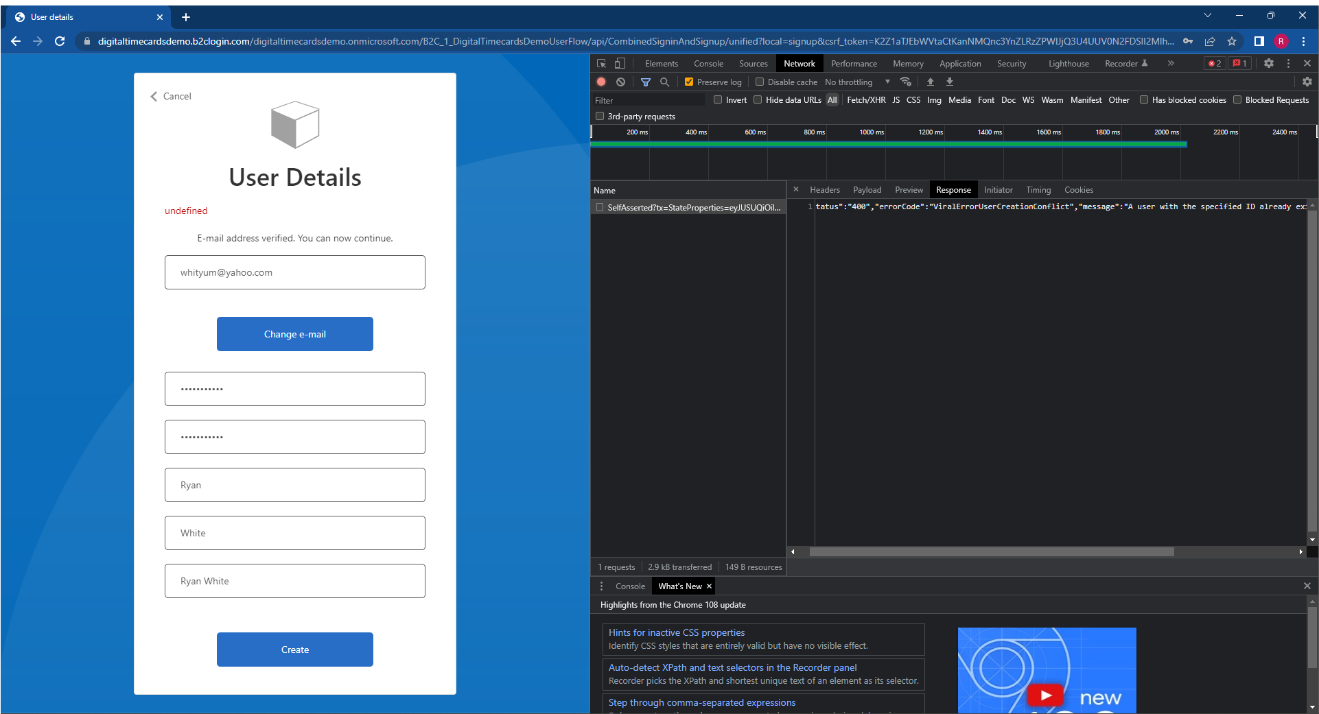 Azure B2c Gives Undefined As The Error Message When Signing Up With A Duplicate Account 5457
