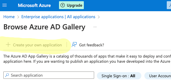 How do I create a new enterprise application to enable SSO with ...