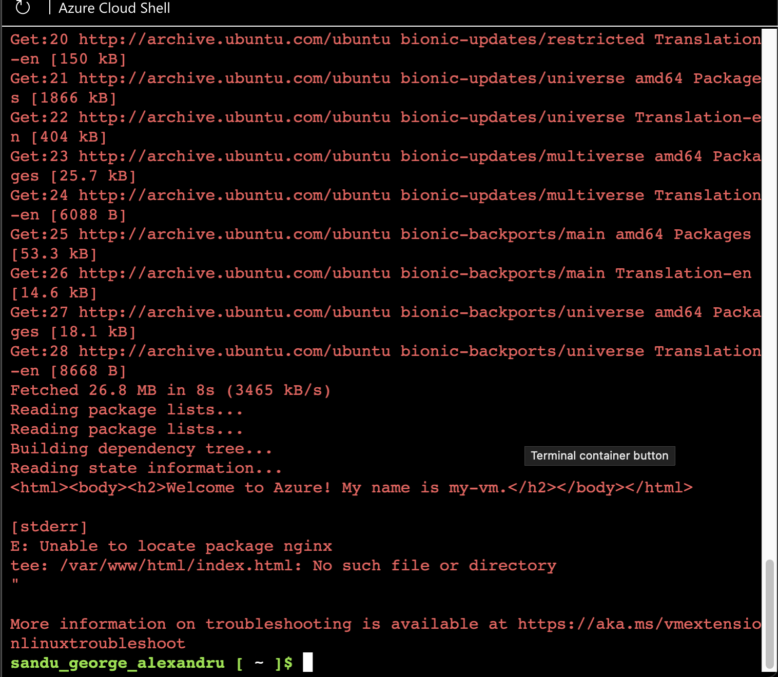 Error while running command to configure Nginx - Microsoft Q&A Error while running command to configure Nginx - Microsoft Q&A