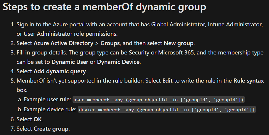 Dynamic rule set to add a GROUP(Not members of a group) - Microsoft Q&A