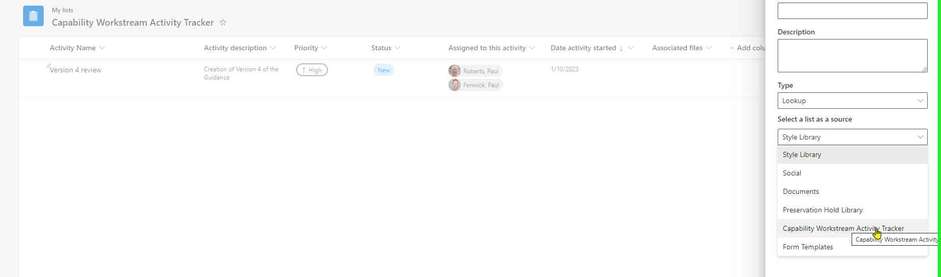When I try and create a Lookup to create a Parent Child relationship in SharePoint O365, I ...
