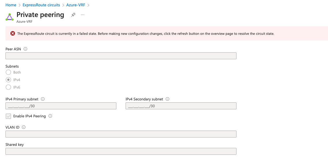 How to fix ExpressRoute circuit in failed state? - Microsoft Q&A