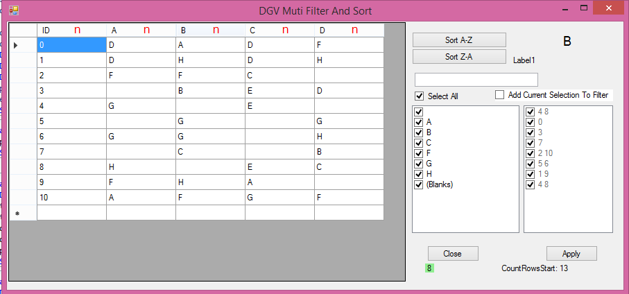 Need to Review Multi Filters and Multi Sorts DataGridView - Microsoft Q&A