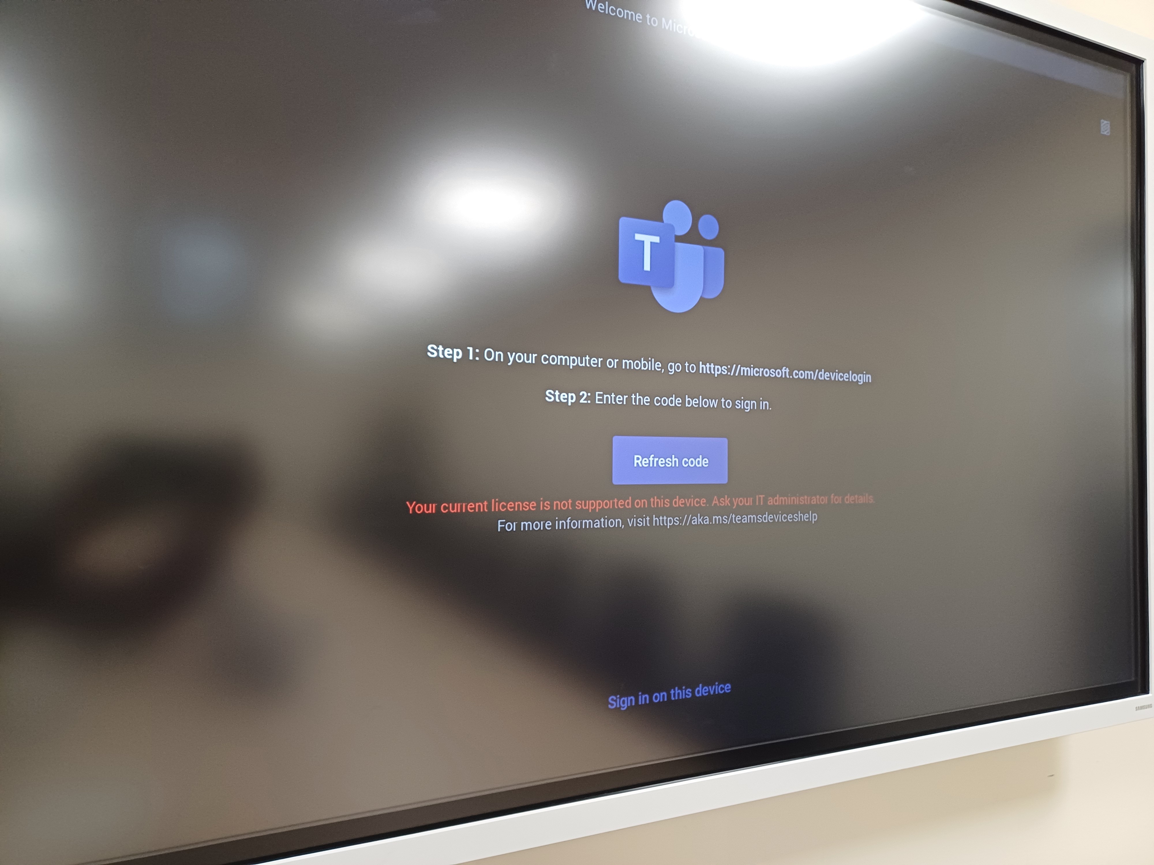 i cant logging in my Microsoft teams account on the ploy studio x50 and poly tc8 video ...