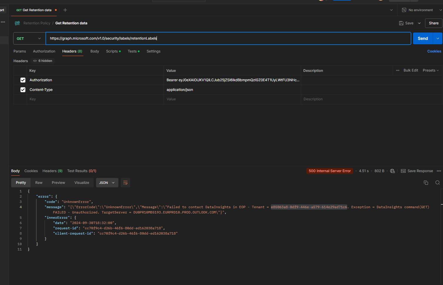 Microsoft Graph API 500 Internal Server Error - Microsoft Q&A
