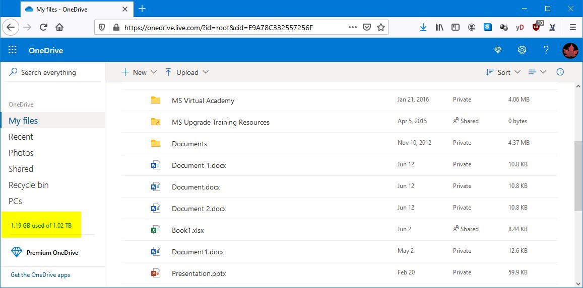 the size of onedrive - Microsoft Q&A