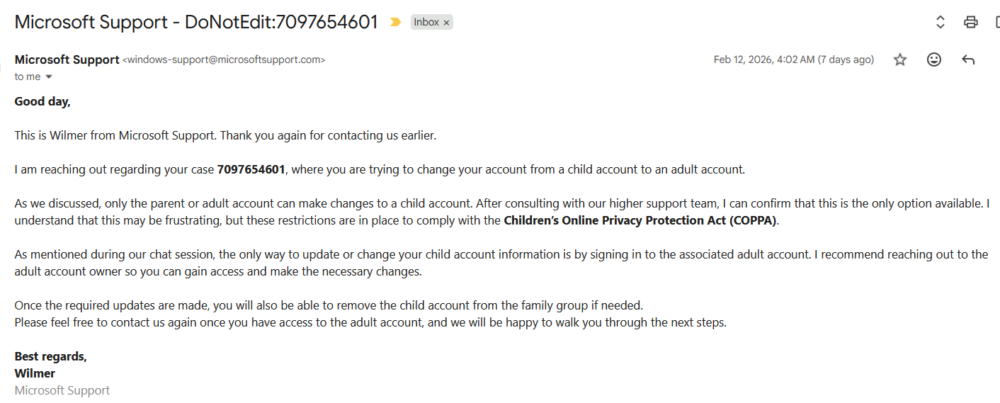 Adult account incorrectly classified as child in Microsoft Family ...