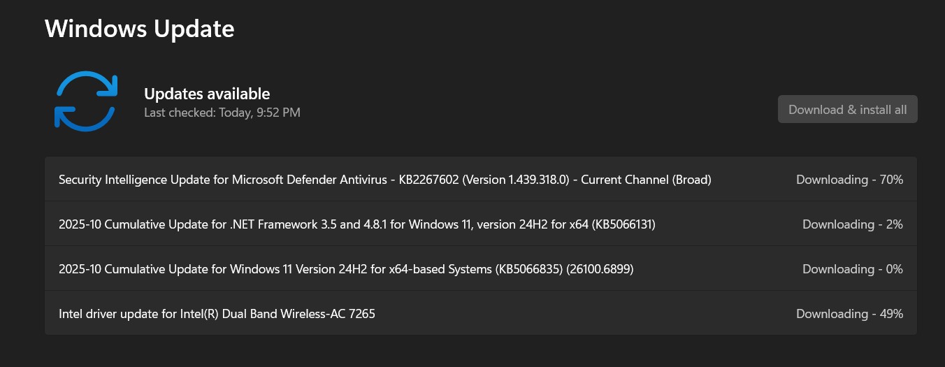 BSOD after window update try to install intel driver Dual Band Wireless ...