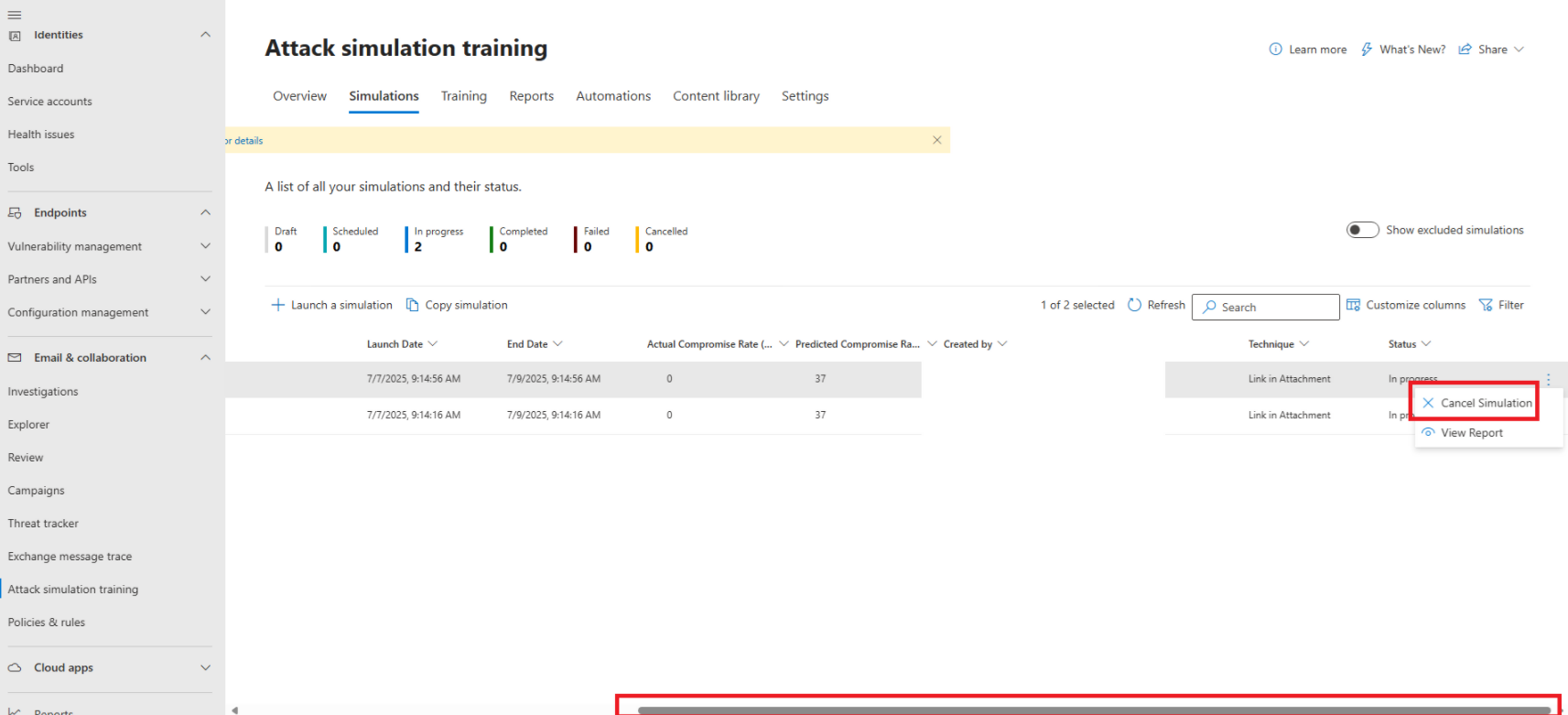 how to cancel training assigned by an attack simulation? - Microsoft Q&A
