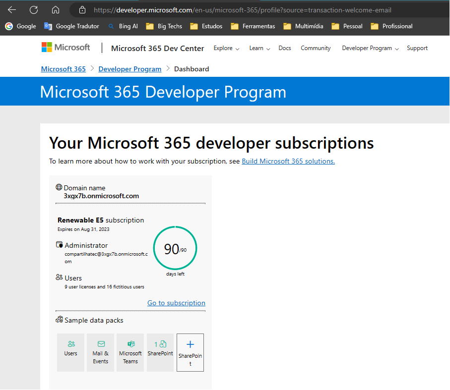 Error to access my Microsoft 365 instant sandbox - Microsoft Q&A