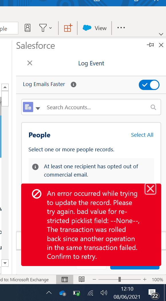 Salesforce widget not working on Outlook - Microsoft Q&A