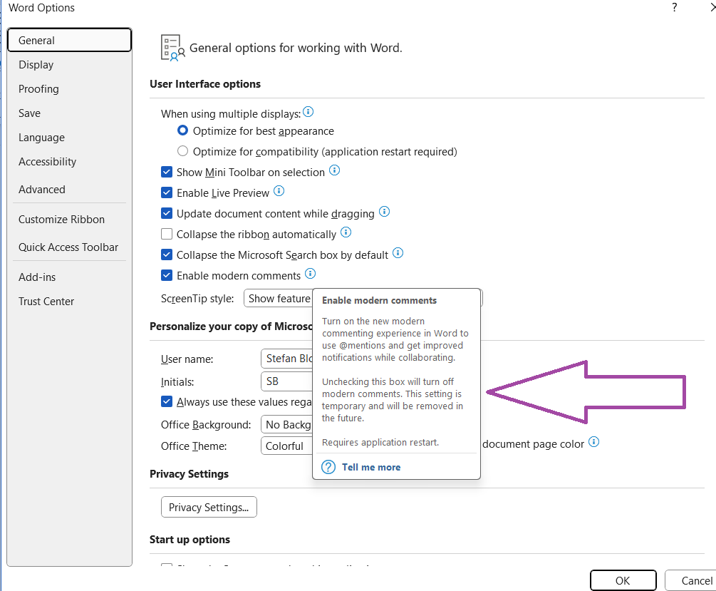 How to disable modern comments in Word 2024? - Microsoft Q&A