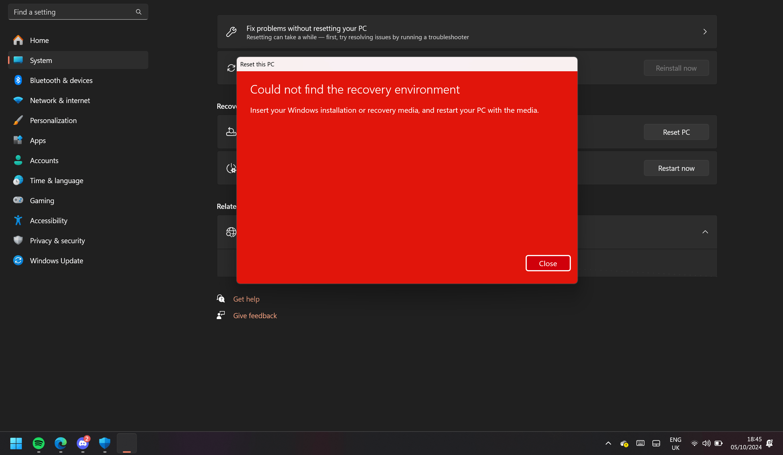 My windows recovery environment is broken - Microsoft Q&A