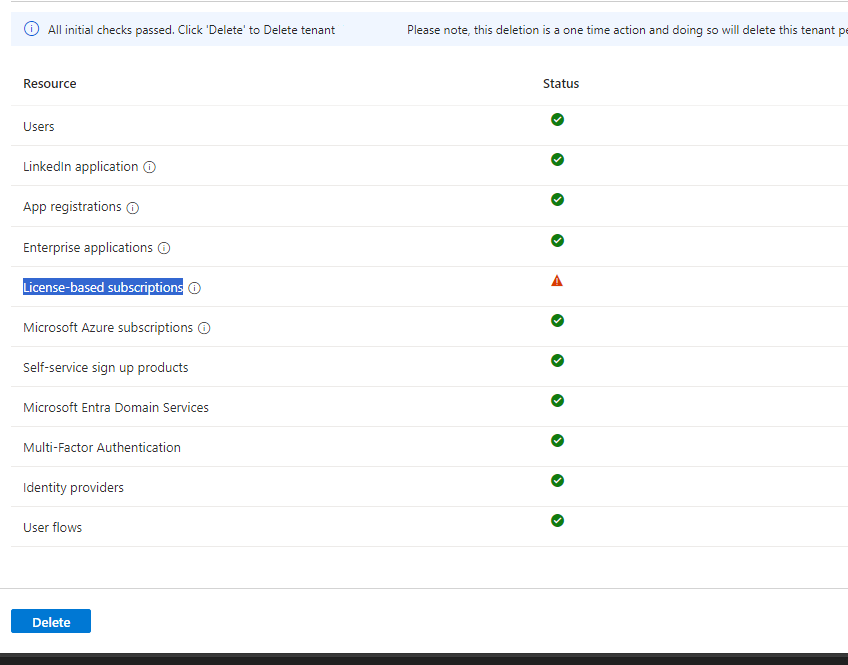 Unable to delete Tenant -Licensed based subscriptions. - Microsoft Q&A