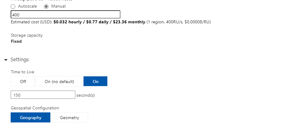How To Set Ttl On Collection Of Cosmos Db While I Am Creating Collection Through Cosmos Db Rest