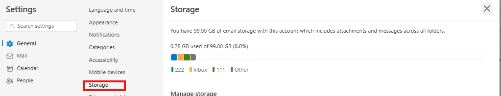 Email storage - Microsoft Q&A