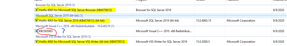 SQL server 2019 CU7 removal - Microsoft Q&A