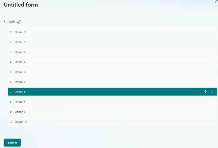 Creating Form Questionaire need help with ranking answer - Microsoft Q&A