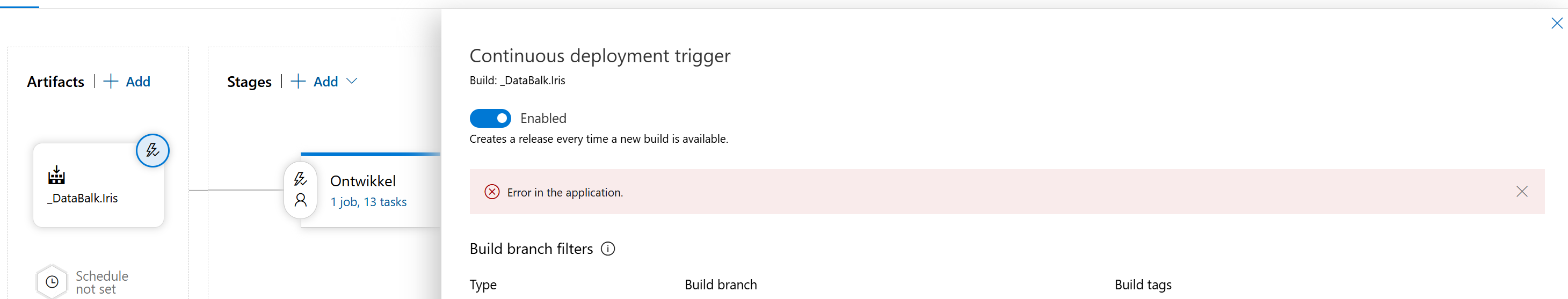I am getting an error while trying to connect the Azure release ...