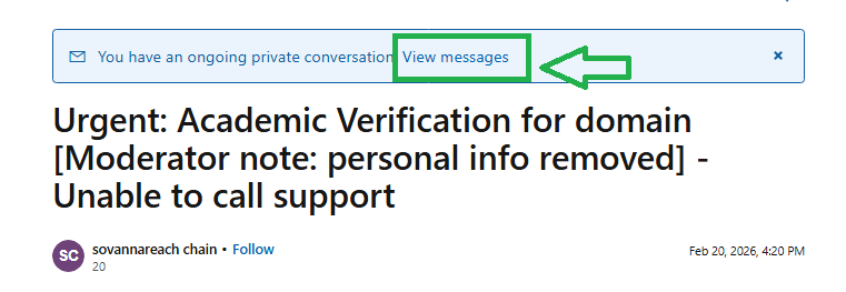 Urgent: Academic Verification for domain [Moderator note: personal info ...