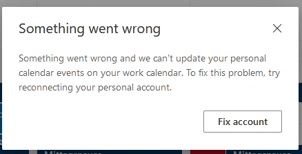 Issue with Outlook Web Calendar: "Something went wrong and we can't ...