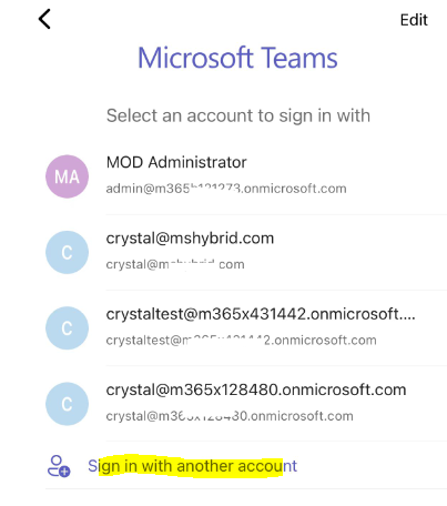 Using another O365 account on a managed iOS to login to Teams ...