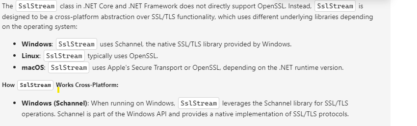 SSLStream and OpenSSL - Microsoft Q&A