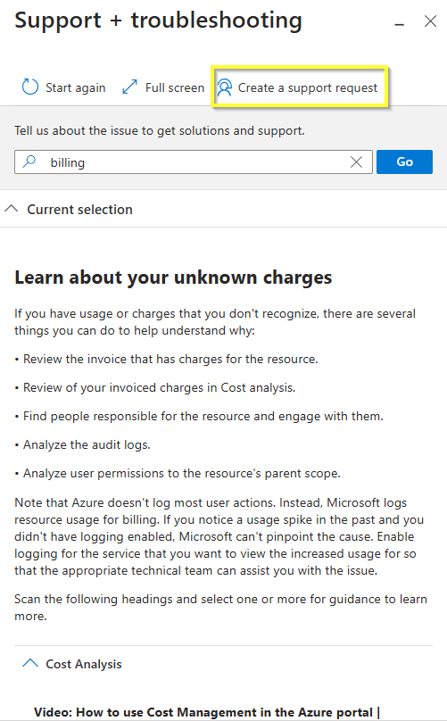 how can I submit an Azure support request when the portal doesn't ever ...