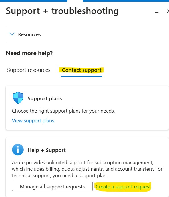 I am unable to create a support request for a billing issue - Microsoft Q&A